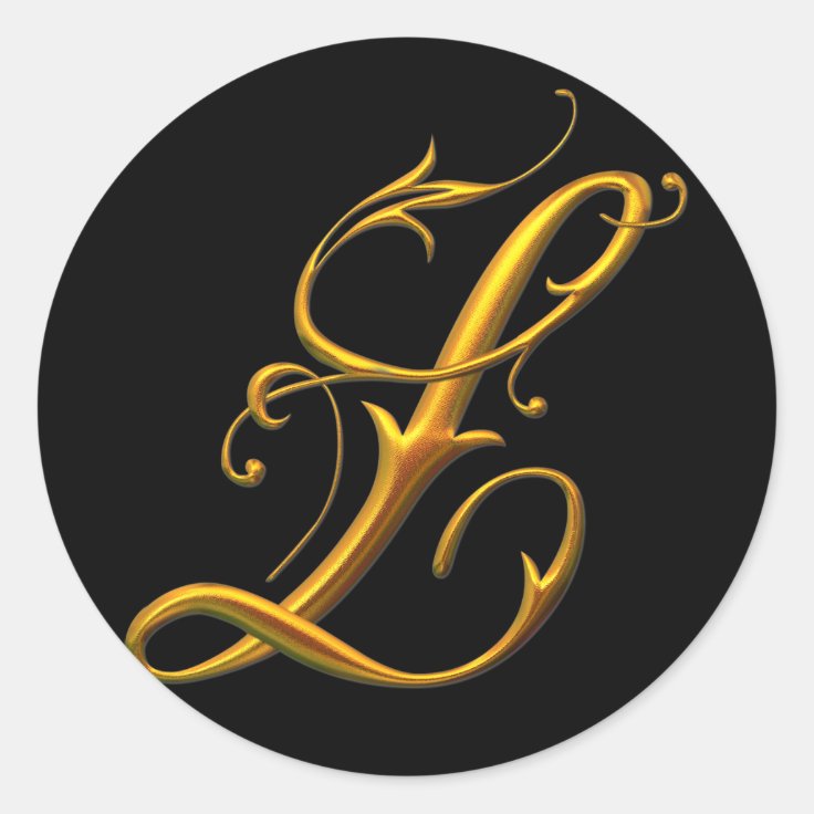 Liquid Gold L monogram Classic Round Sticker | Zazzle