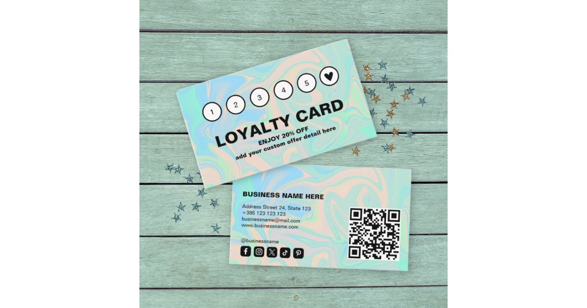 Liquid holographic iridescent texture QR code Loyalty Card | Zazzle