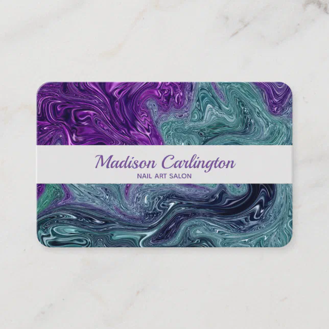 Liquid Marble texture purple teal Business Card | Zazzle