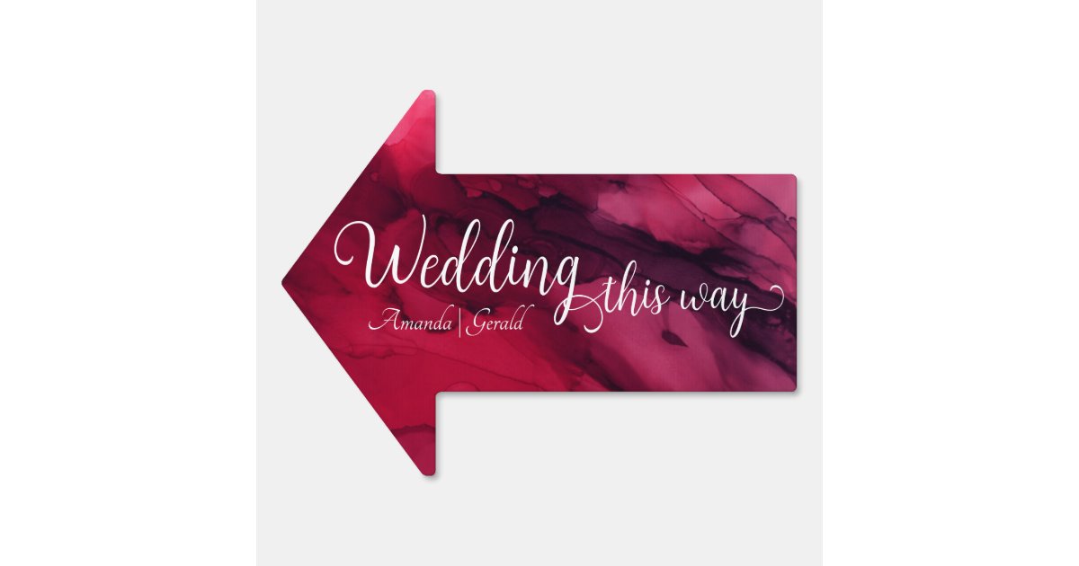 Liquid Red Ink Wedding This Way Arrow Sign | Zazzle