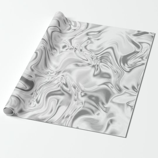 Liquid Silver Satin Marbled Effect Metallic Swirl Wrapping Paper ...