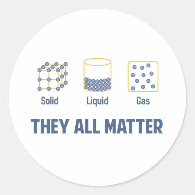Liquid Solid Gas - They All Matter Classic Round Sticker | Zazzle