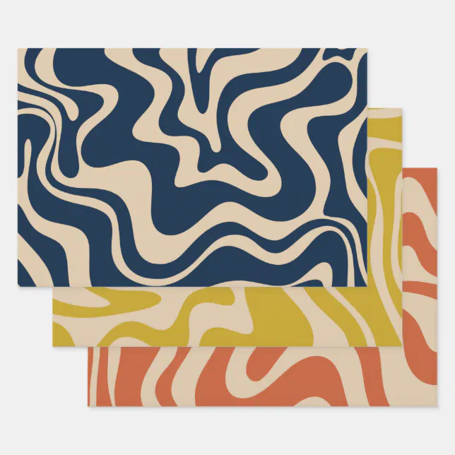 Liquid Swirl Retro Abstract Pattern Wrapping Paper Sheets | Zazzle