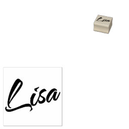 Lisa name in cursive script font lettering rubber stamp | Zazzle