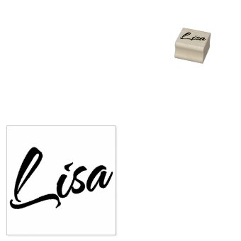 Lisa name in cursive script font lettering rubber stamp | Zazzle