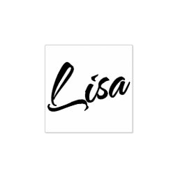 Lisa name in cursive script font lettering rubber stamp | Zazzle