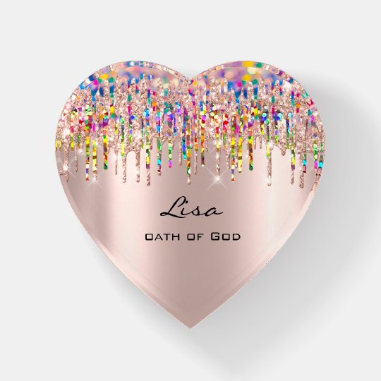 Lisa NAME MEANING Holograph Drips Valentine Heart Paperweight | Zazzle.com