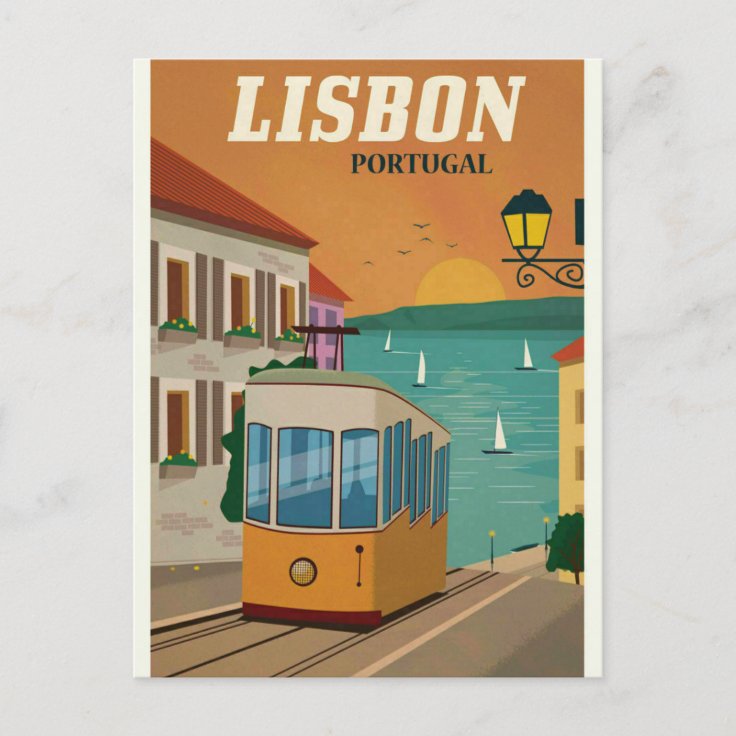 Lisbon Portugal Vintage Travel postcard | Zazzle