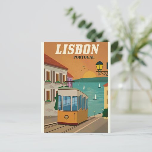 Lisbon Portugal Vintage Travel postcard | Zazzle