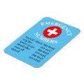 List of Emergency Phone Numbers on Blue Magnet | Zazzle
