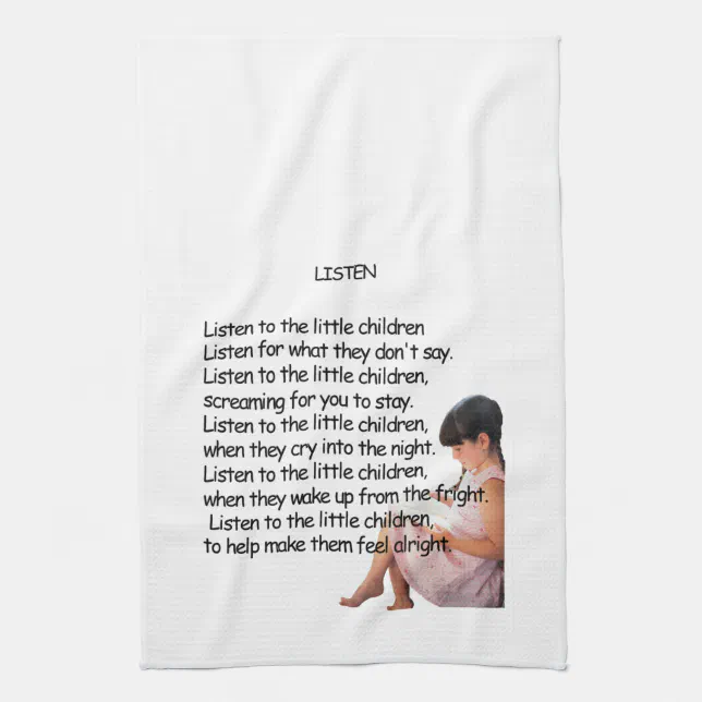 Listen Poem Towel | Zazzle