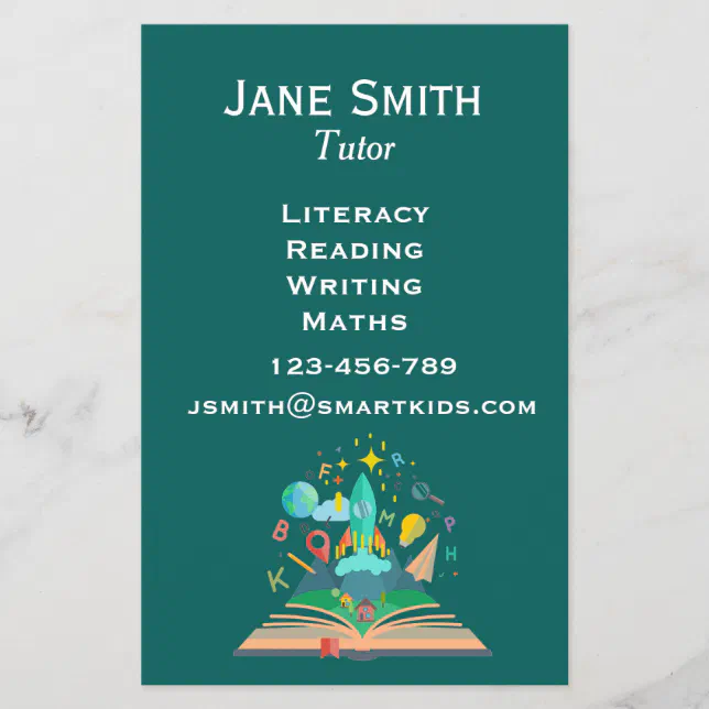 Literacy English or Maths tutoring business Flyer | Zazzle