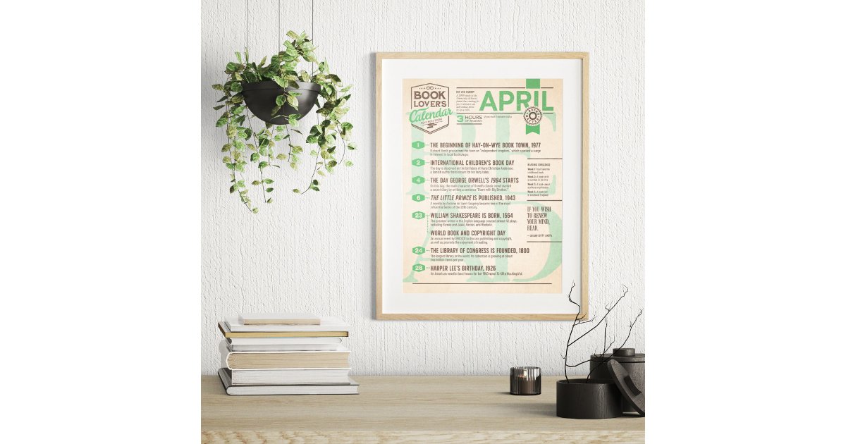 Literary Calendar April Poster | Zazzle