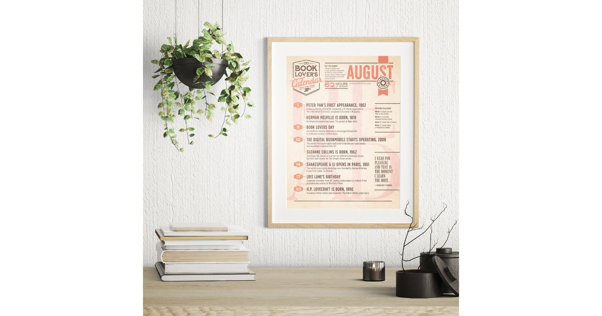 Literary Calendar August Poster | Zazzle
