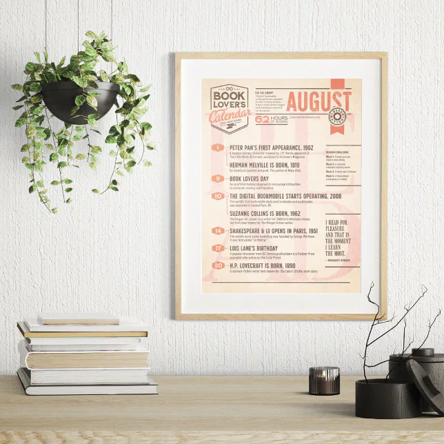 Literary Calendar August Poster | Zazzle
