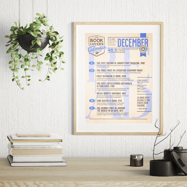 Literary Calendar December Poster | Zazzle