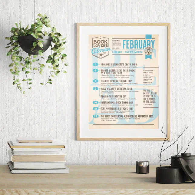 Literary Calendar February Poster | Zazzle