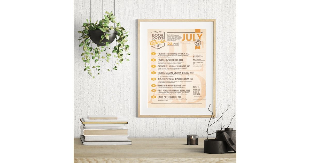 Literary Calendar July Poster | Zazzle