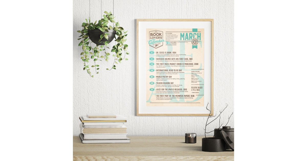 Literary Calendar March Poster | Zazzle
