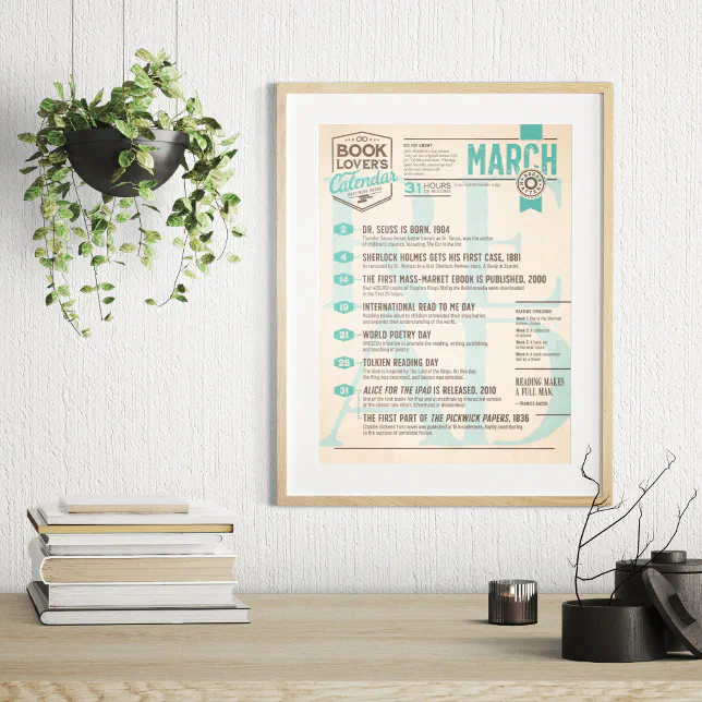 Literary Calendar March Poster | Zazzle