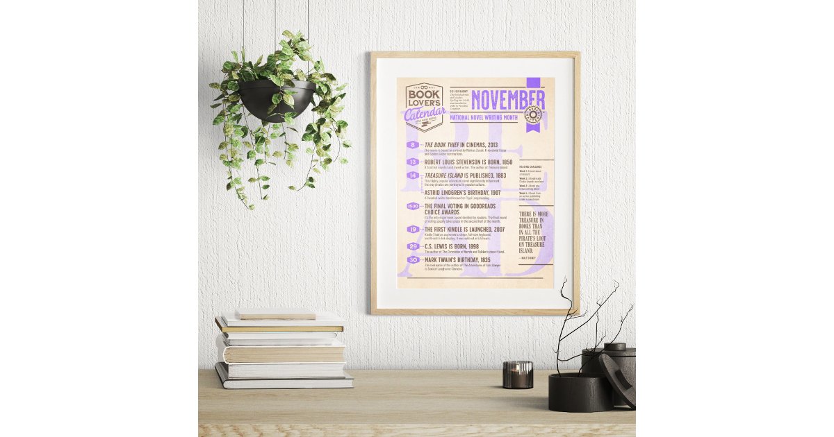 Literary Calendar November Poster | Zazzle