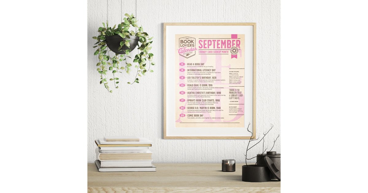 Literary Calendar September Poster | Zazzle