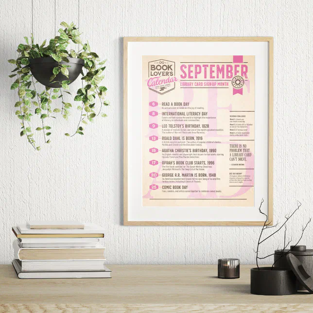 Literary Calendar September Poster | Zazzle