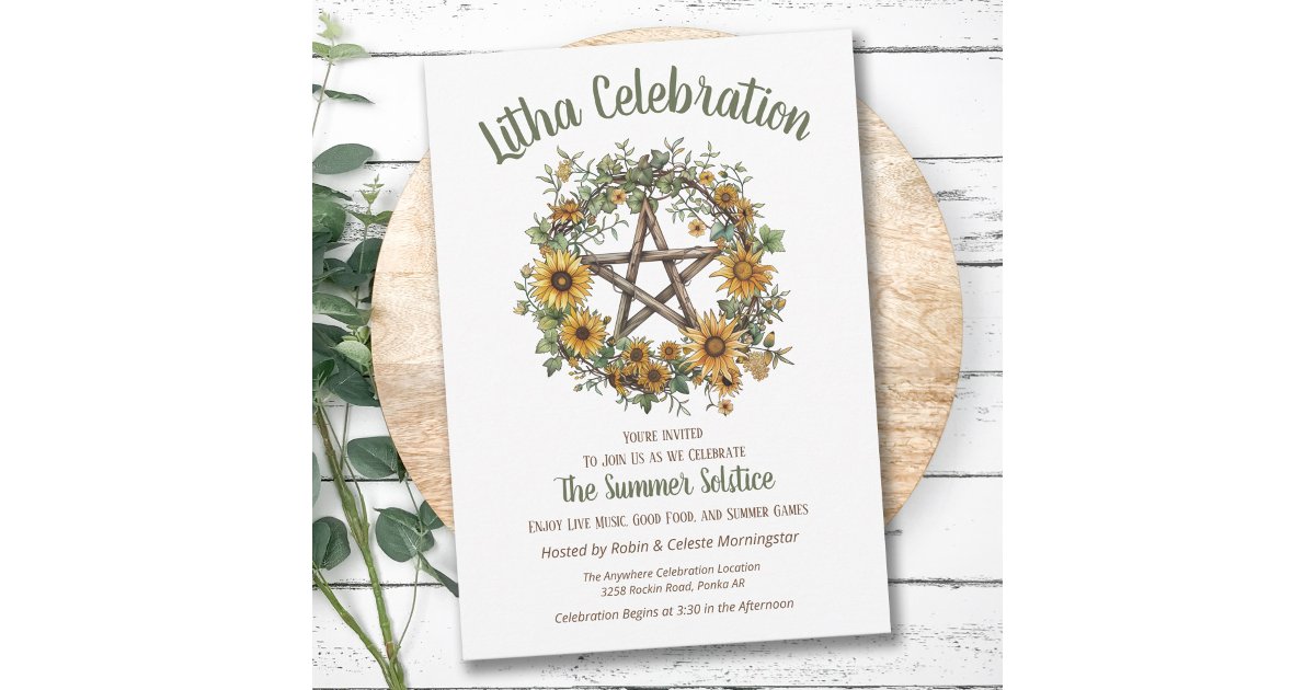 Litha Summer Solstice Sunflower Wreath Invitation | Zazzle