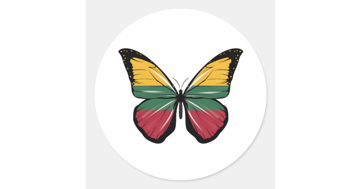 Lithuania Butterfly Flag Classic Round Sticker | Zazzle