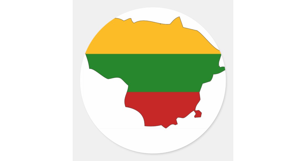 Lithuania flag map classic round sticker | Zazzle