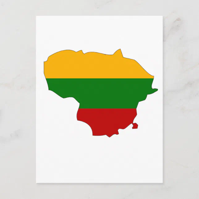 Lithuania flag map postcard | Zazzle