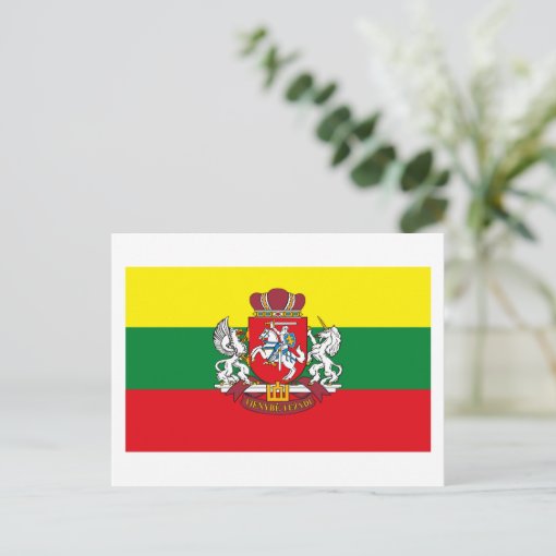 Lithuania Flag w COA Postcard | Zazzle