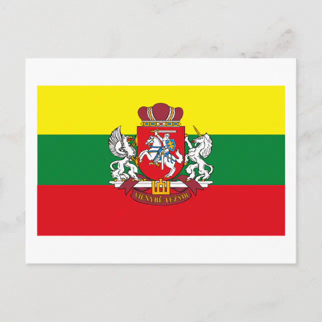 Lithuania Flag w COA Postcard | Zazzle