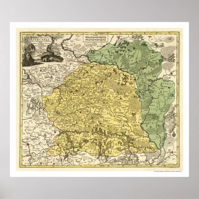 Lithuania Map 1750 Poster | Zazzle