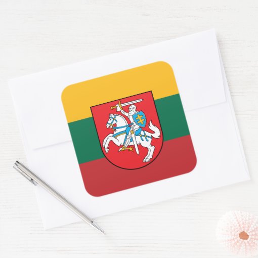 Lithuanian Flag & Coat of Arms, Flag of Lithuania Square Sticker | Zazzle