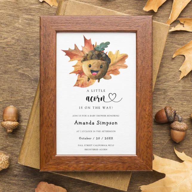 Little acorn - Fall Baby shower Invitation | Zazzle