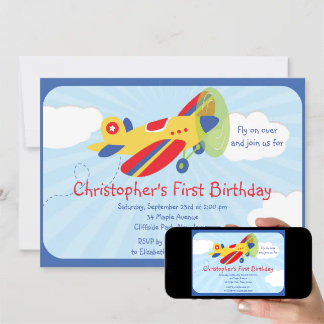 Little Airplane Pilot Birthday Party Invitations | Zazzle