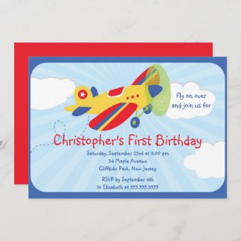 Little Airplane Pilot Birthday Party Invitations | Zazzle