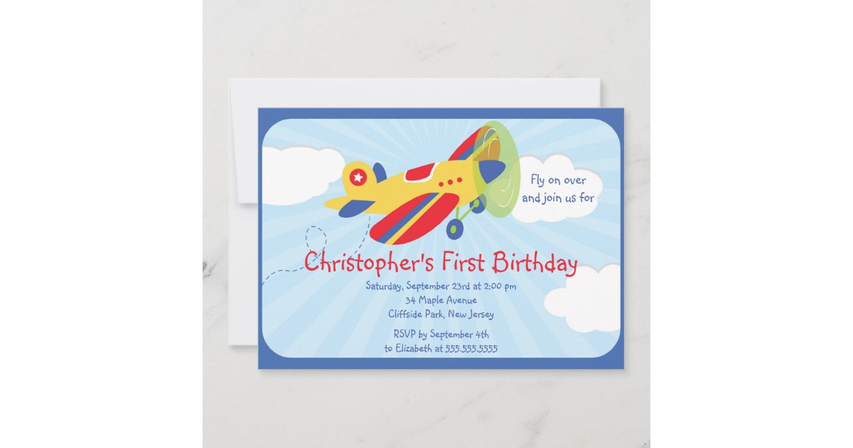 Little Airplane Pilot Birthday Party Invitations | Zazzle