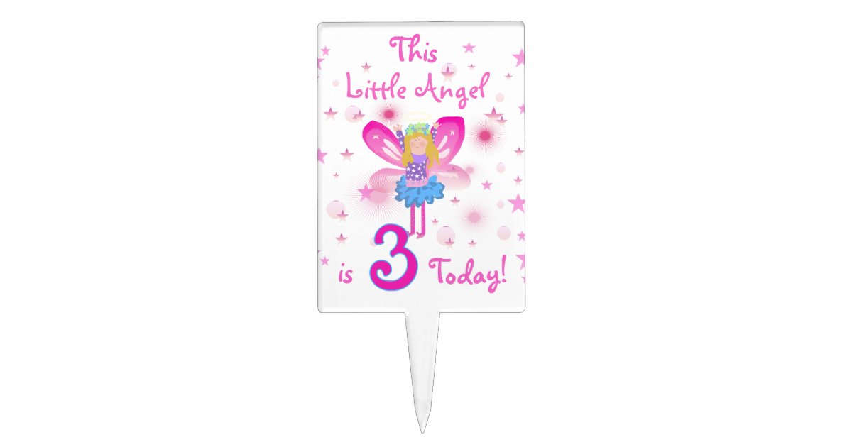 Little Angel 3rd Birthday Cake Topper | Zazzle