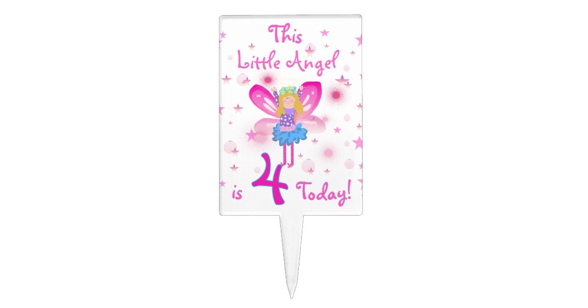 Little Angel 4th Birthday Cake Topper | Zazzle