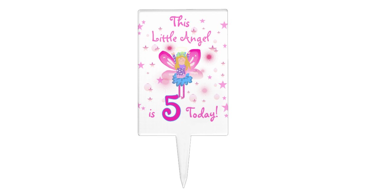 Little Angel 5th Birthday Cake Topper | Zazzle