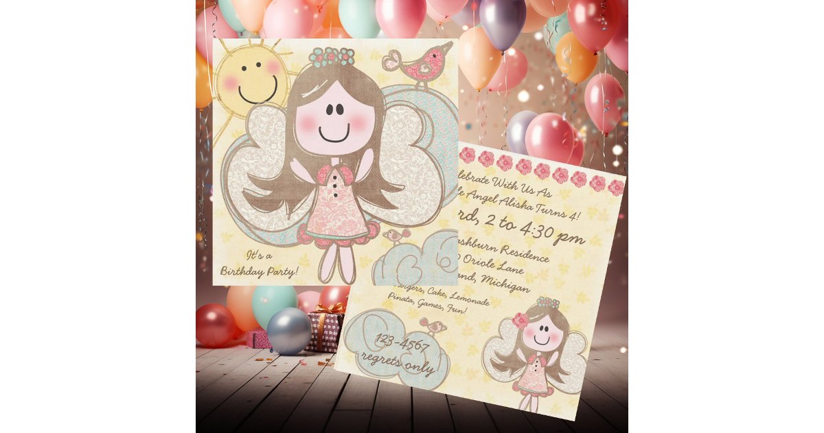 Little Angel Customized Birthday Invitations | Zazzle