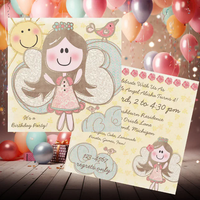 Little Angel Customized Birthday Invitations | Zazzle