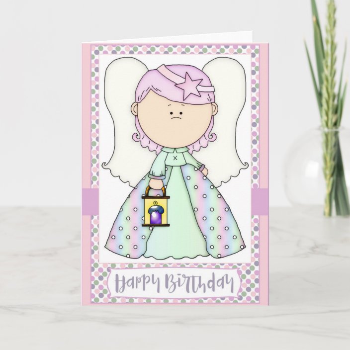 Little Angel Girl Birthday Greeting Card | Zazzle.com