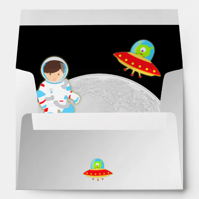 Little Astronaut in Outer Space Birthday Envelope | Zazzle