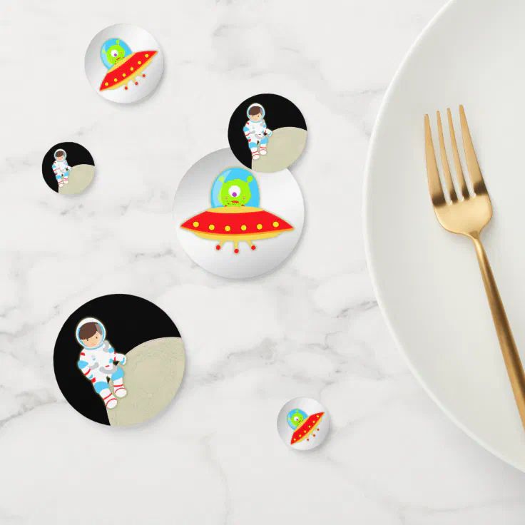 Little Astronaut in Outer Space Confetti | Zazzle