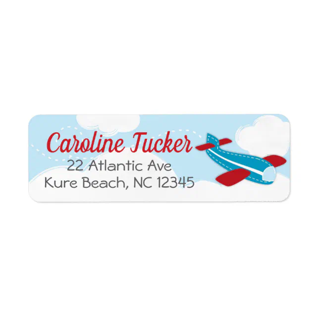 Little Aviator Airplane Baby Shower Address Label | Zazzle
