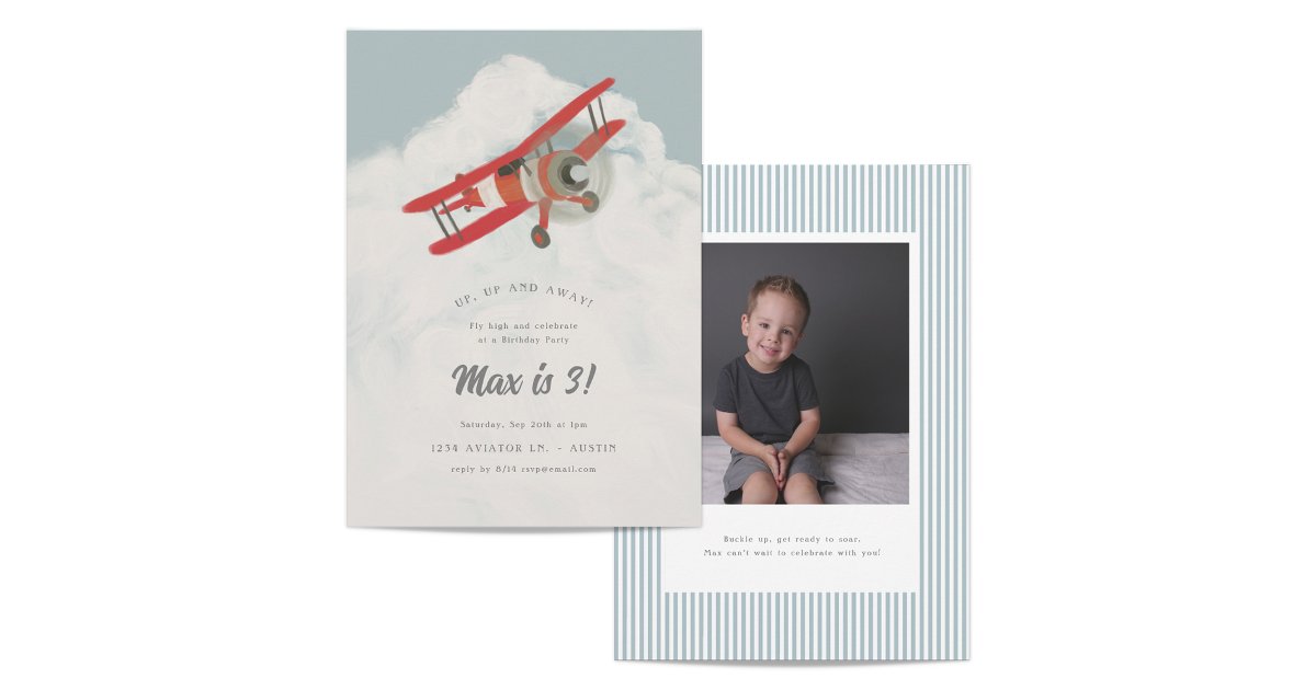 Little Aviator Kids Birthday Invitation | Zazzle