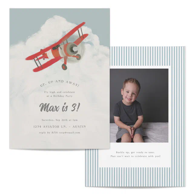Little Aviator Kids Birthday Invitation | Zazzle